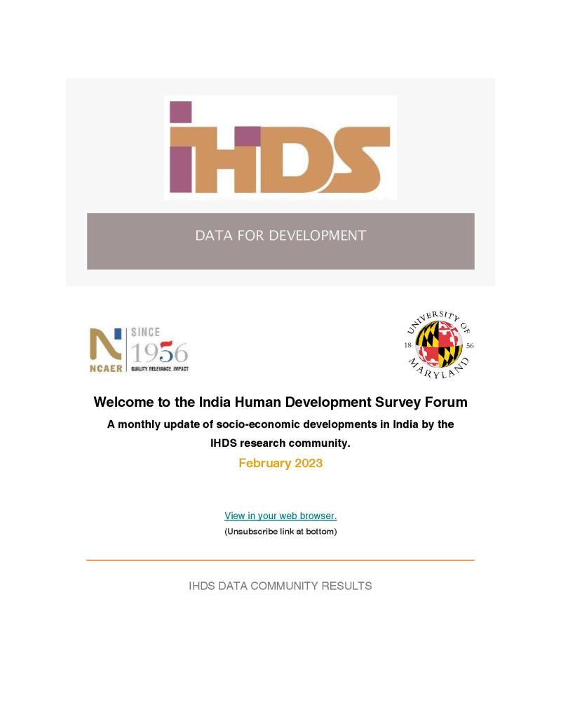 NCAER on LinkedIn: India Human Development Survey: February 2023 ... NCAER on LinkedIn: India Human Development Survey: February 2023 ...