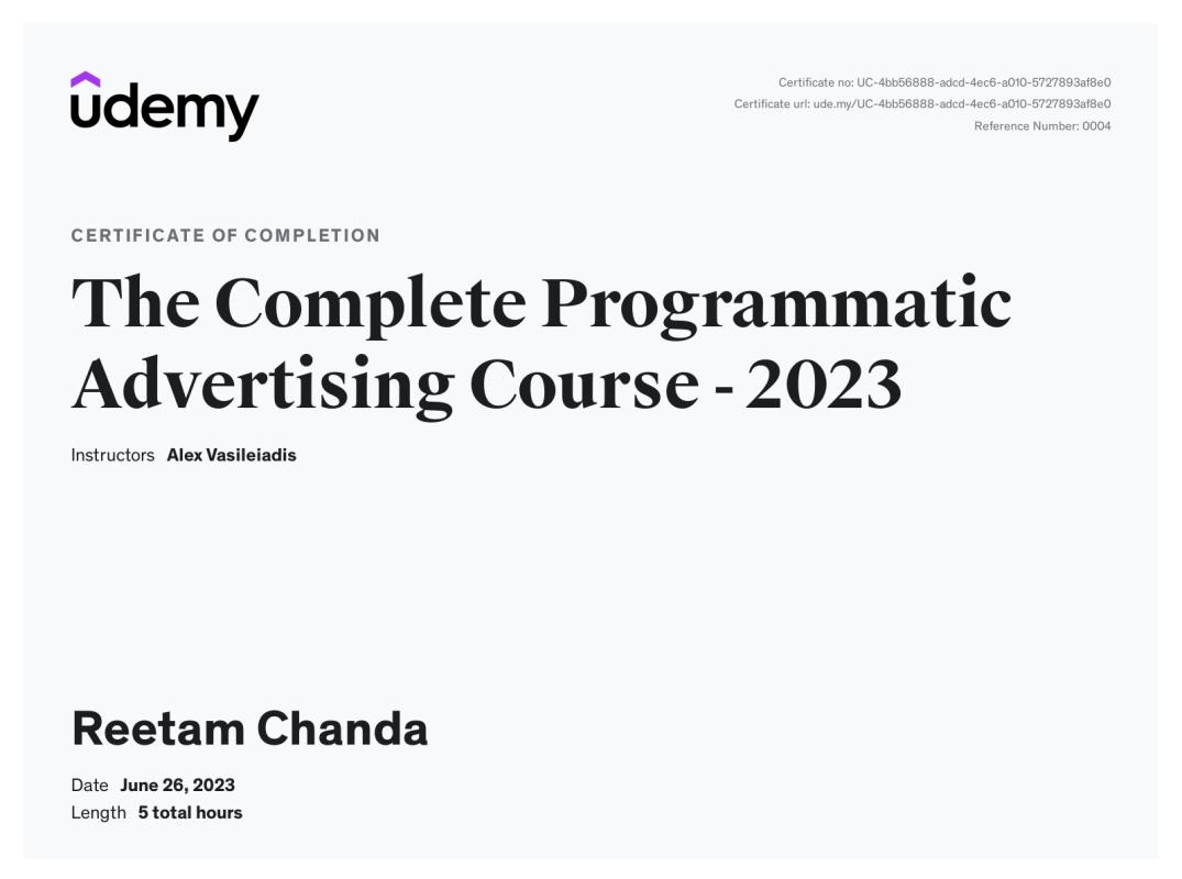 Reetam Chanda on LinkedIn: Udemy Course Completion Certificate Reetam Chanda on LinkedIn: Udemy Course Completion Certificate