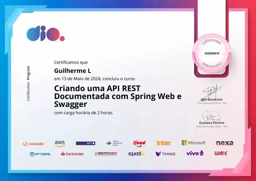 Guilherme L on LinkedIn: Criando uma API REST Documentada com Spring ... Guilherme L on LinkedIn: Criando uma API REST Documentada com Spring ...