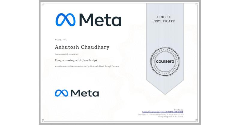 Ashutosh Chaudhary on LinkedIn: Completion Certificate for Programming ... Ashutosh Chaudhary on LinkedIn: Completion Certificate for Programming ...