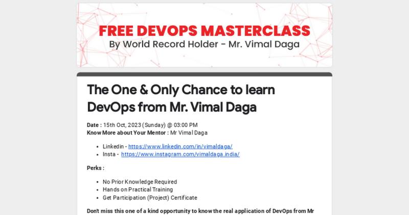 Pramod Kumar Gupta on LinkedIn: The One & Only Chance to learn DevOps ... Pramod Kumar Gupta on LinkedIn: The One & Only Chance to learn DevOps ...