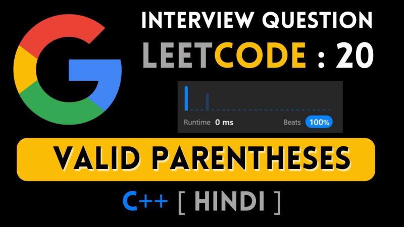 Abhishek Khare on LinkedIn: Leetcode : 20. Valid Parentheses | C++ ... Abhishek Khare on LinkedIn: Leetcode : 20. Valid Parentheses | C++ ...