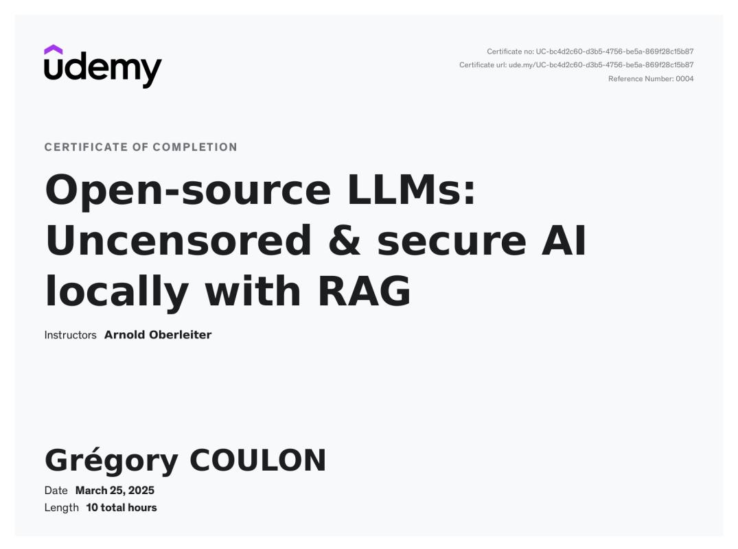 Udemy Course Completion Certificate | Grégory Coulon Udemy Course Completion Certificate | Grégory Coulon