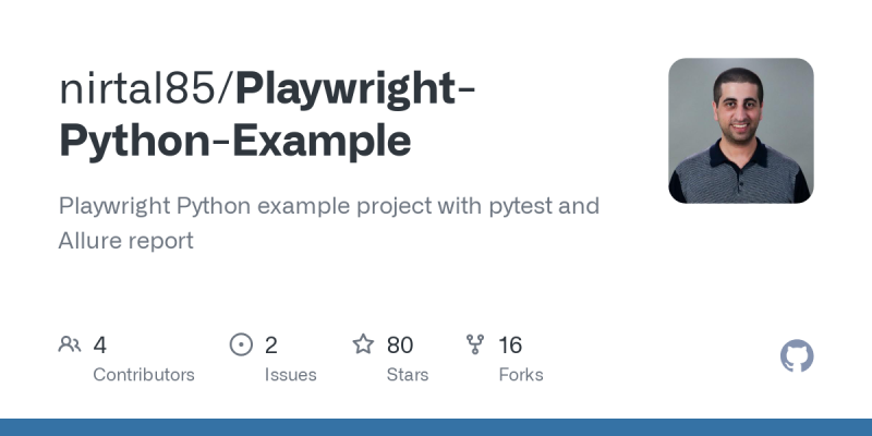 Nir Tal on LinkedIn: GitHub - nirtal85/Playwright-Python-Example ... Nir Tal on LinkedIn: GitHub - nirtal85/Playwright-Python-Example ...