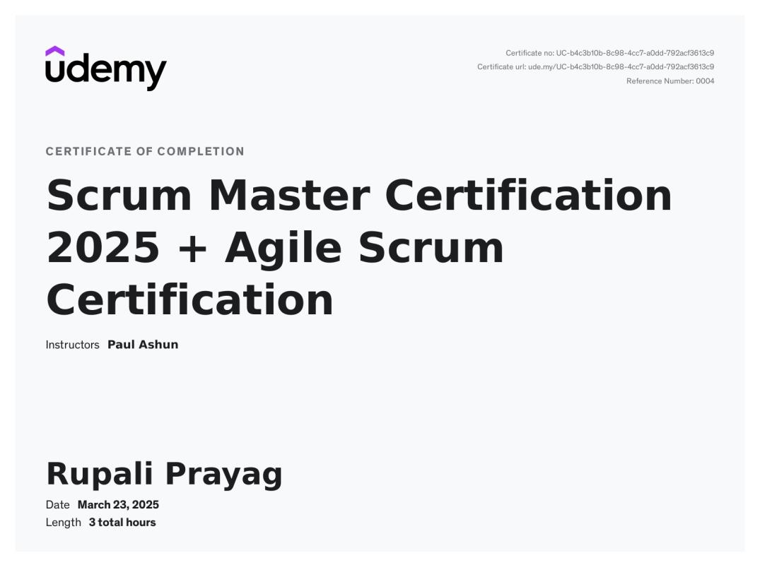 Udemy Course Completion Certificate | Rupali Prayag Udemy Course Completion Certificate | Rupali Prayag