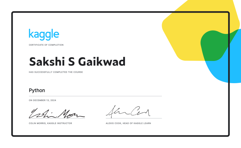 Sakshi Gaikwad on LinkedIn: Sakshi S Gaikwad completed the Python ... Sakshi Gaikwad on LinkedIn: Sakshi S Gaikwad completed the Python ...