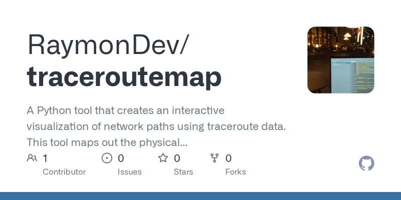 GitHub - RaymonDev/traceroutemap: A Python tool that creates an ... GitHub - RaymonDev/traceroutemap: A Python tool that creates an ...