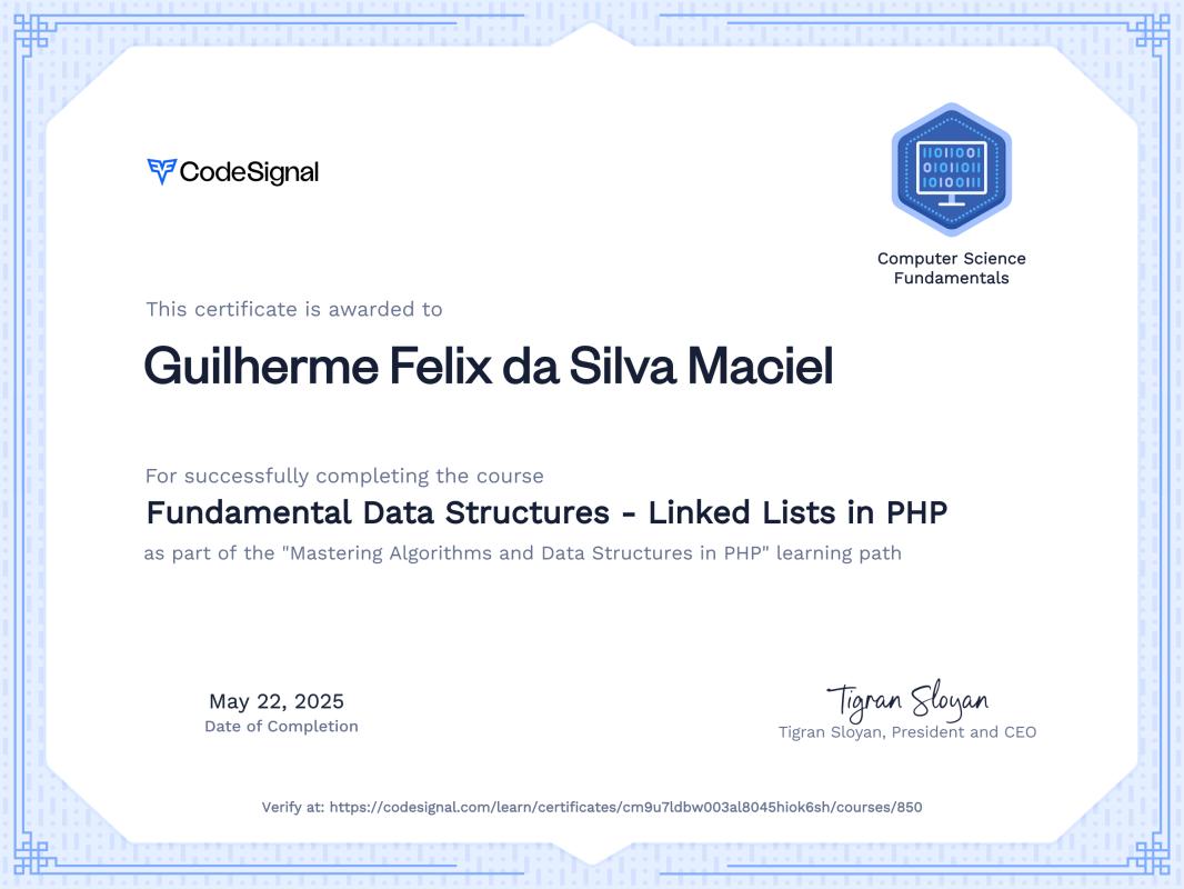 Course certificate for Fundamental Data Structures - Linked Lists in ... Course certificate for Fundamental Data Structures - Linked Lists in ...