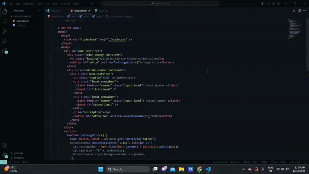Sayan Modak on LinkedIn: Visual Studio Code - index.html - New folder ... Sayan Modak on LinkedIn: Visual Studio Code - index.html - New folder ...