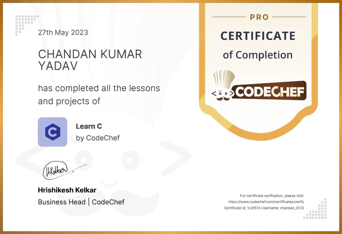 CHANDAN KUMAR YADAV on LinkedIn: CodeChef Certificate - CHANDAN KUMAR YADAV CHANDAN KUMAR YADAV on LinkedIn: CodeChef Certificate - CHANDAN KUMAR YADAV