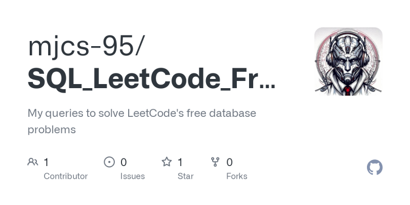 SQL_LeetCode_Free/solved_queries.sql at main 路 mjcs-95/SQL_LeetCode ... SQL_LeetCode_Free/solved_queries.sql at main 路 mjcs-95/SQL_LeetCode ...