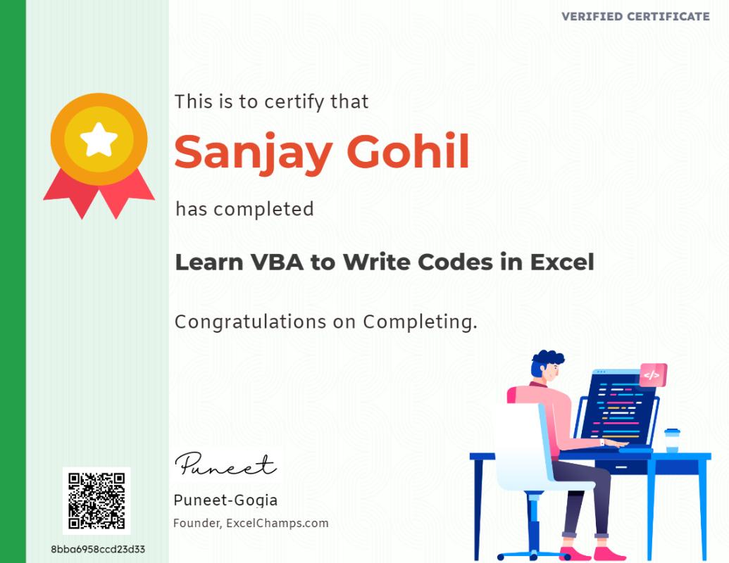 Course Completion Certificate | Sanjay Gohil Course Completion Certificate | Sanjay Gohil