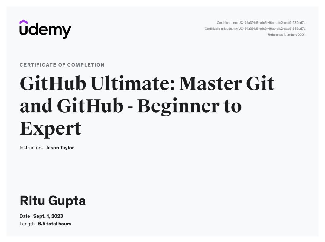 Ritu Gupta on LinkedIn: Udemy Course Completion Certificate Ritu Gupta on LinkedIn: Udemy Course Completion Certificate