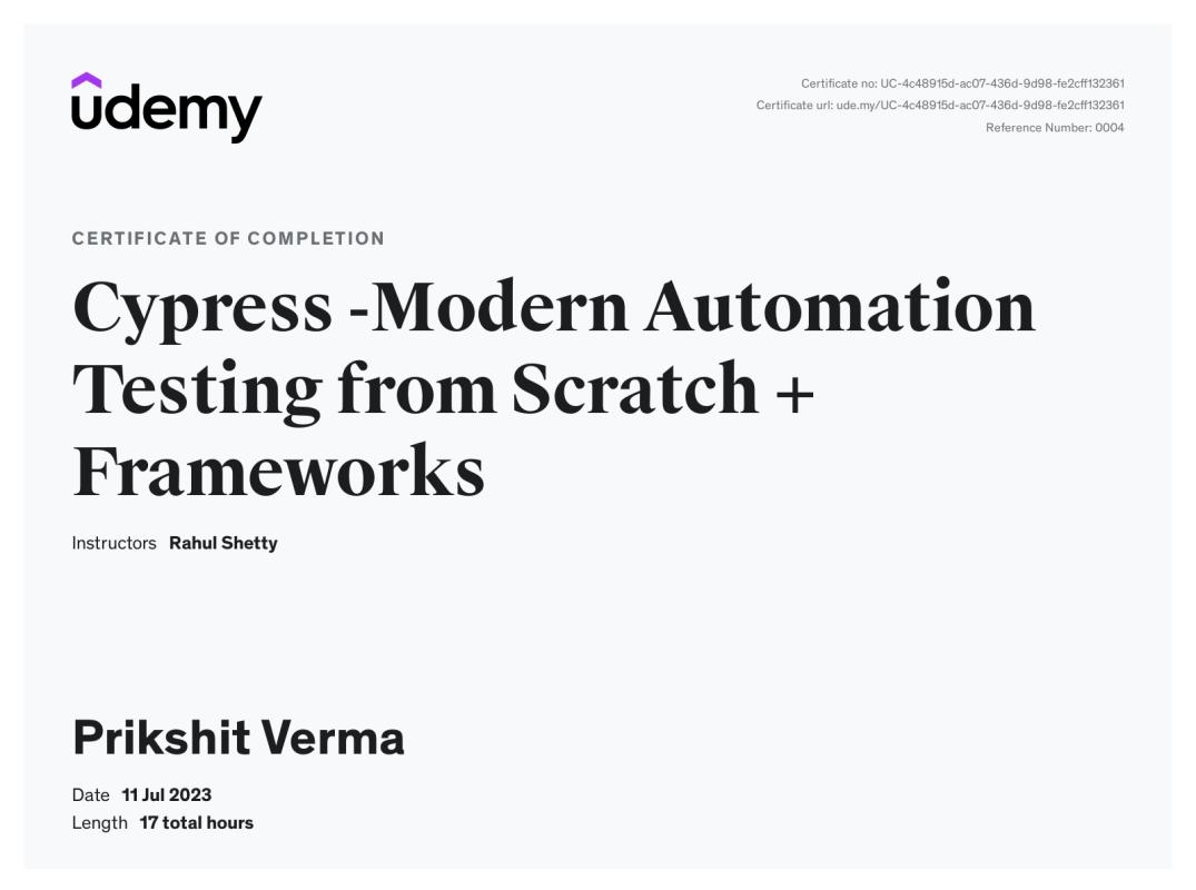 Prikshit Verma 🇮🇳 on LinkedIn: Udemy Course Completion Certificate Prikshit Verma 🇮🇳 on LinkedIn: Udemy Course Completion Certificate