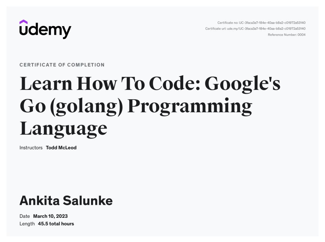 Ankita Salunke on LinkedIn: Udemy Course Completion Certificate Ankita Salunke on LinkedIn: Udemy Course Completion Certificate