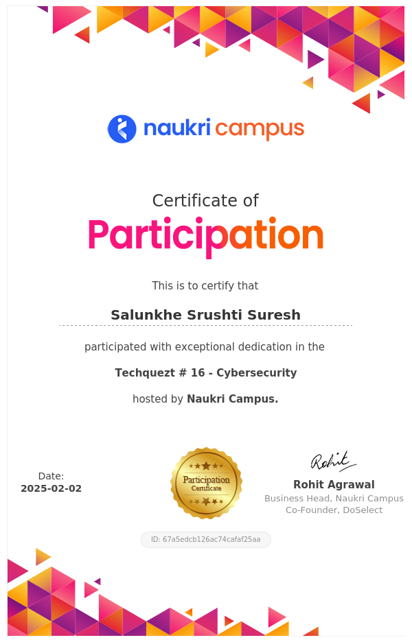 Certificate of Participation in Techquezt # 16 - Cybersecurity by ... Certificate of Participation in Techquezt # 16 - Cybersecurity by ...