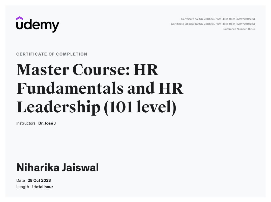 Completed HR Fundamentals and Leadership course on Udemy | Niharika ... Completed HR Fundamentals and Leadership course on Udemy | Niharika ...