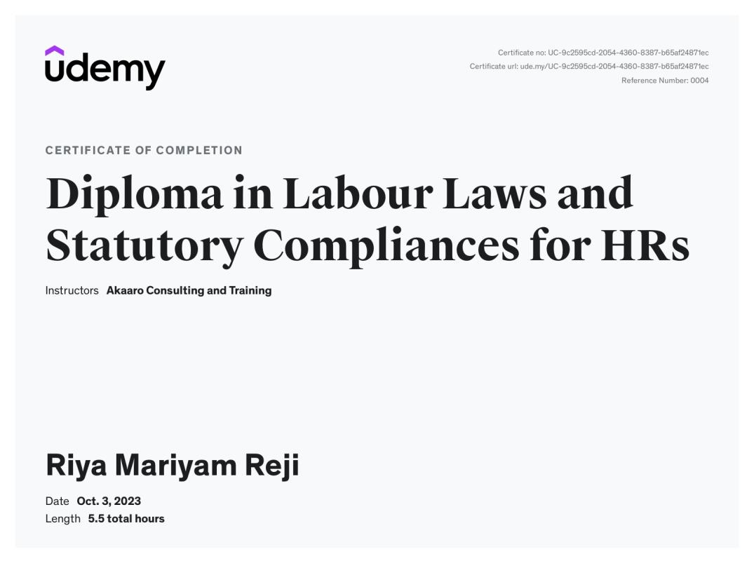 Riya Reji on LinkedIn: Udemy Course Completion Certificate Riya Reji on LinkedIn: Udemy Course Completion Certificate