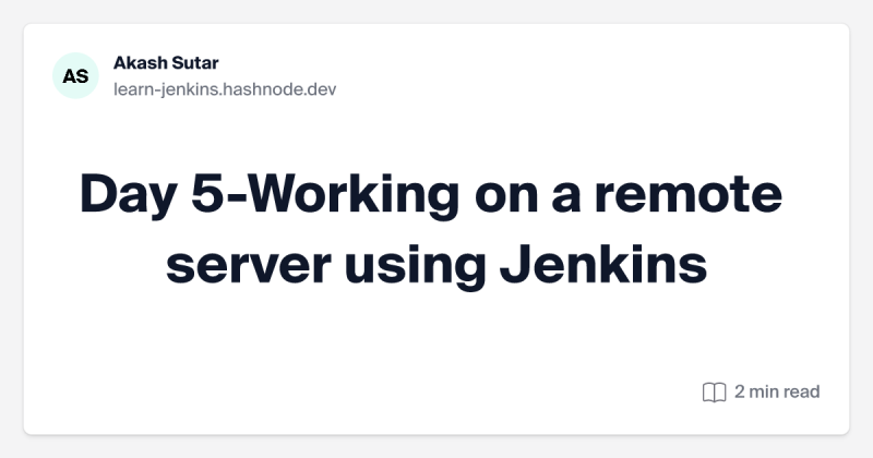 Akash Sutar on LinkedIn: Automating Remote Job Execution with Jenkins ... Akash Sutar on LinkedIn: Automating Remote Job Execution with Jenkins ...