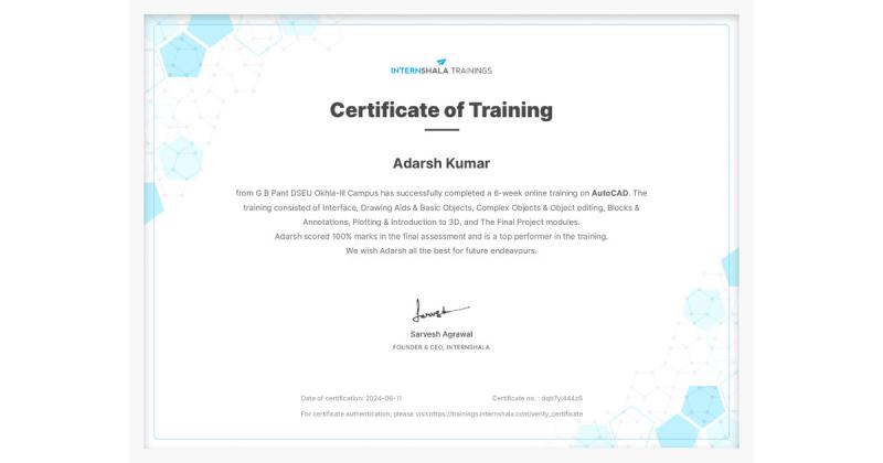Adarsh Kumar on LinkedIn: Successfully completed the AutoCAD training ... Adarsh Kumar on LinkedIn: Successfully completed the AutoCAD training ...
