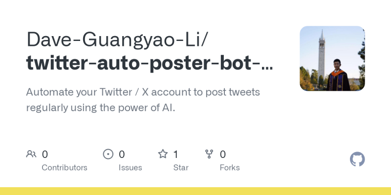 Guangyao L. on LinkedIn: GitHub - Dave-Guangyao-Li/twitter-auto-poster ... Guangyao L. on LinkedIn: GitHub - Dave-Guangyao-Li/twitter-auto-poster ...