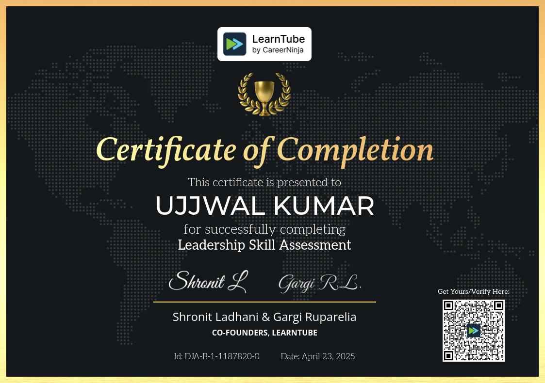 Leadership Skill Assessment Certificate... | Ujjwal Kumar Leadership Skill Assessment Certificate... | Ujjwal Kumar
