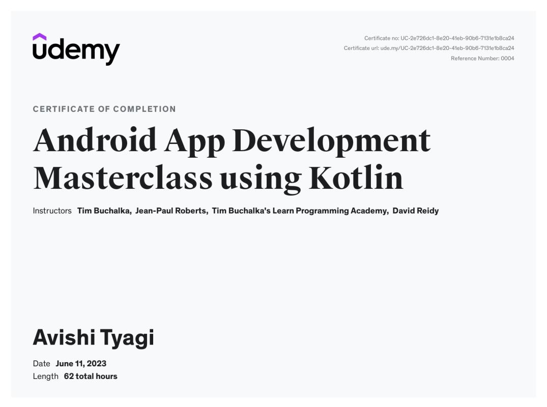 Avishi Tyagi on LinkedIn: Udemy Course Completion Certificate Avishi Tyagi on LinkedIn: Udemy Course Completion Certificate