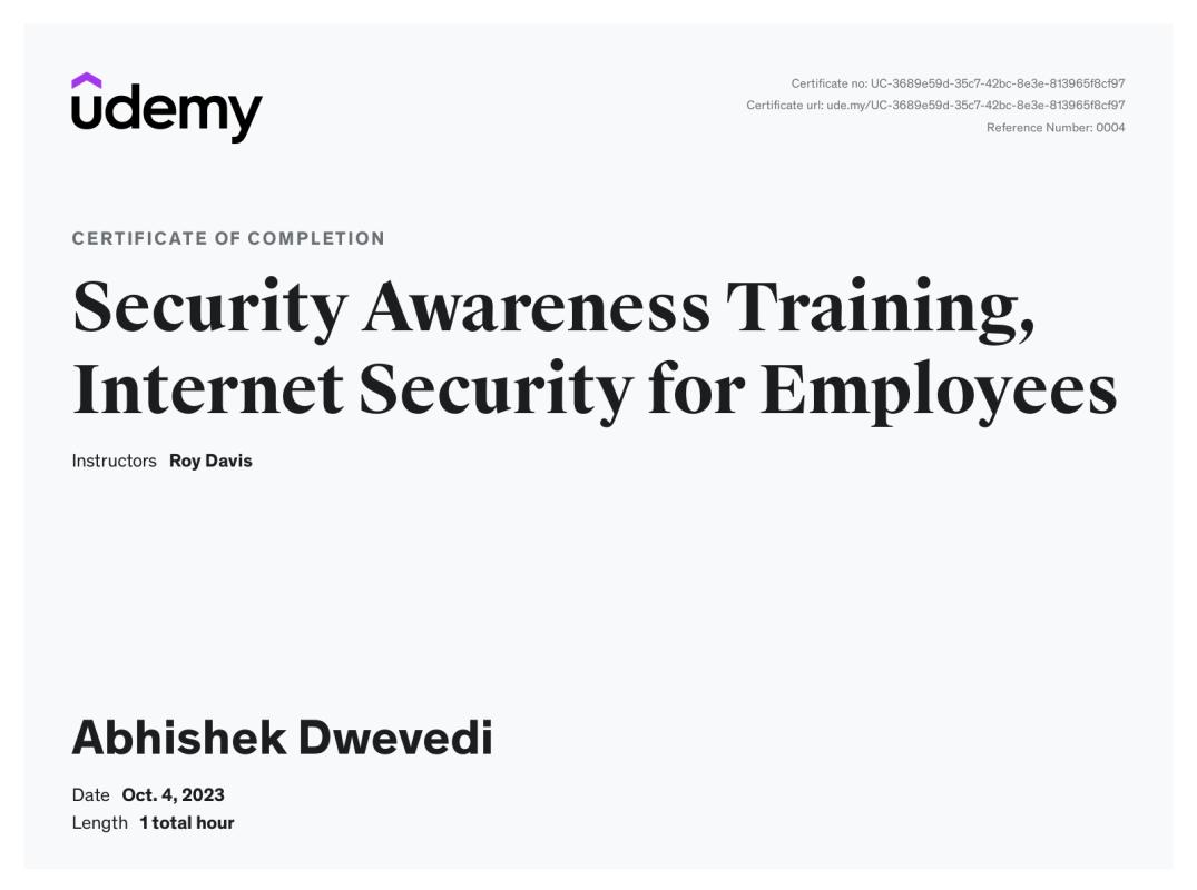 Abhishek Dwevedi on LinkedIn: Udemy Course Completion Certificate Abhishek Dwevedi on LinkedIn: Udemy Course Completion Certificate