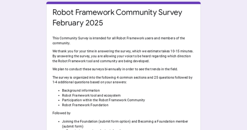 Robot Framework Foundation on LinkedIn: Robot Framework Community ... Robot Framework Foundation on LinkedIn: Robot Framework Community ...