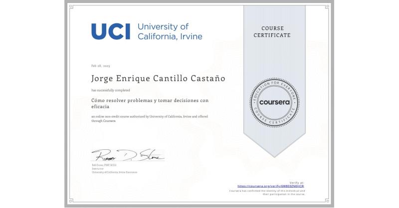 Completion Certificate for Cómo resolver problemas y tomar decisiones ... Completion Certificate for Cómo resolver problemas y tomar decisiones ...
