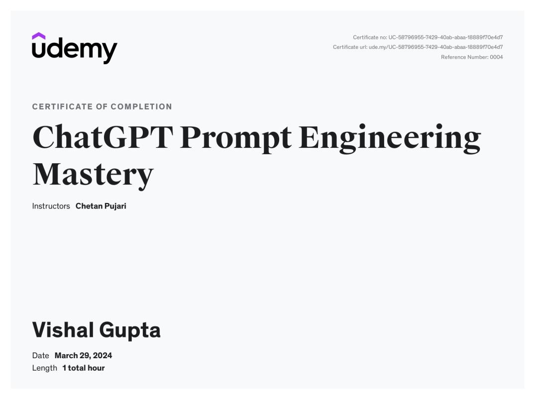 Vishal G. on LinkedIn: Udemy Course Completion Certificate Vishal G. on LinkedIn: Udemy Course Completion Certificate