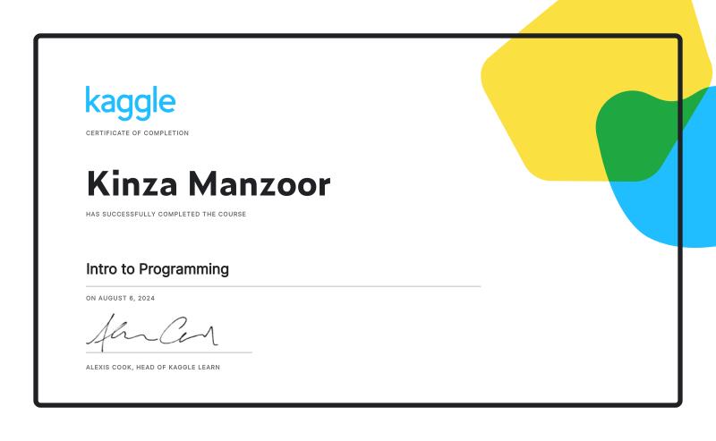 Completed Intro to Programming course! | Kinza Manzoor posted on the ... Completed Intro to Programming course! | Kinza Manzoor posted on the ...