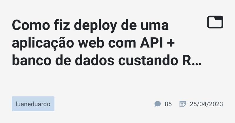 Vinicius Carvalho on LinkedIn: Como fiz deploy de uma aplicação web com ... Vinicius Carvalho on LinkedIn: Como fiz deploy de uma aplicação web com ...