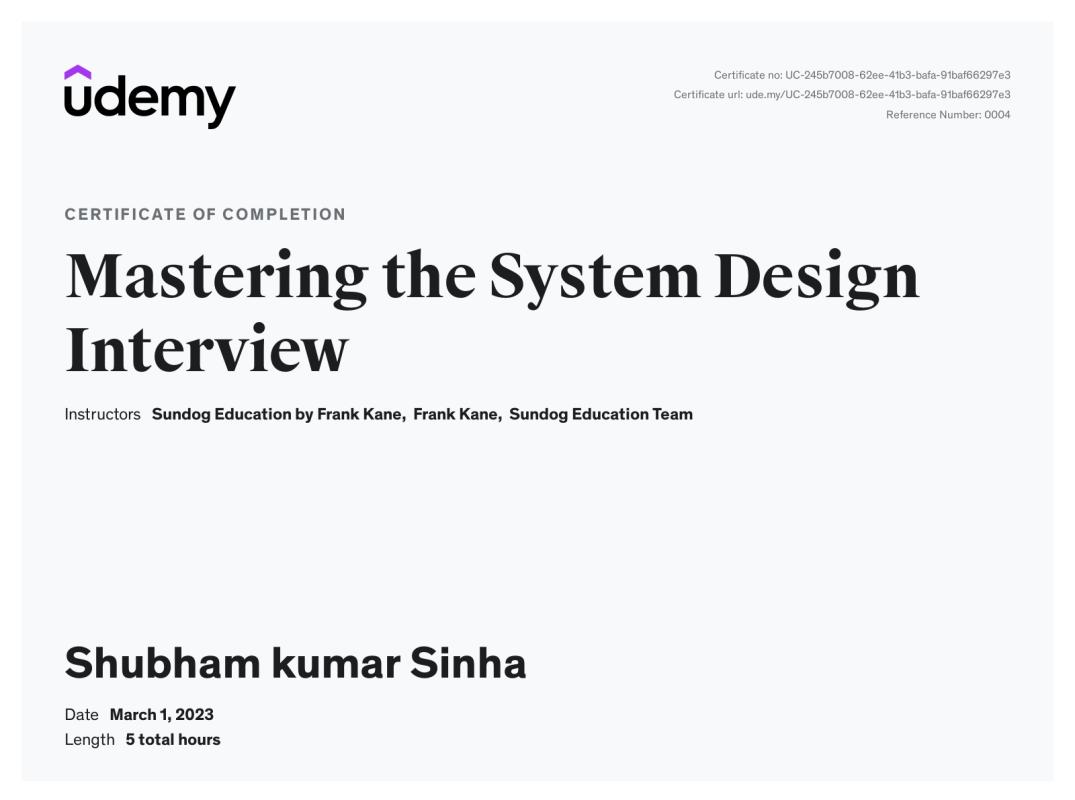 Shubham Sinha on LinkedIn: Udemy Course Completion Certificate Shubham Sinha on LinkedIn: Udemy Course Completion Certificate