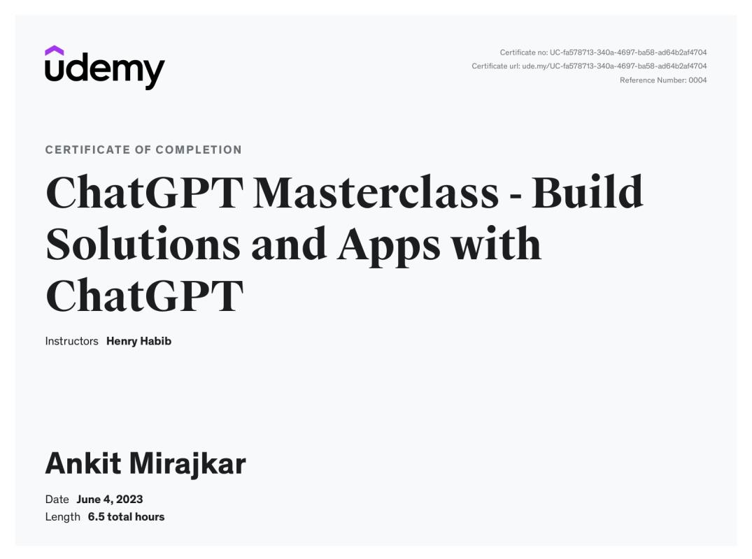 Ankit Mirajkar en LinkedIn: Udemy Course Completion Certificate Ankit Mirajkar en LinkedIn: Udemy Course Completion Certificate
