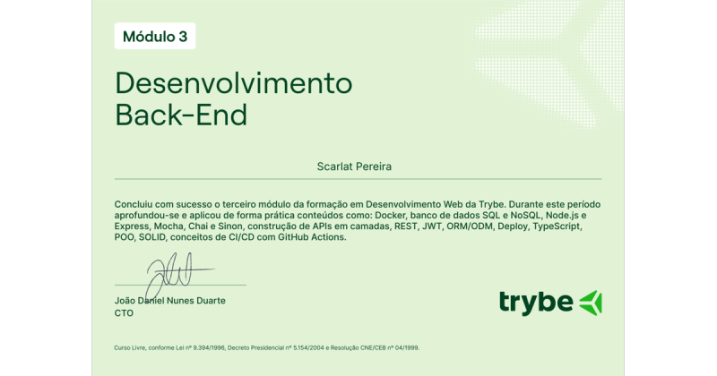 Scarlat Pereira no LinkedIn: Módulo - Desenvolvimento em Back End ... Scarlat Pereira no LinkedIn: Módulo - Desenvolvimento em Back End ...