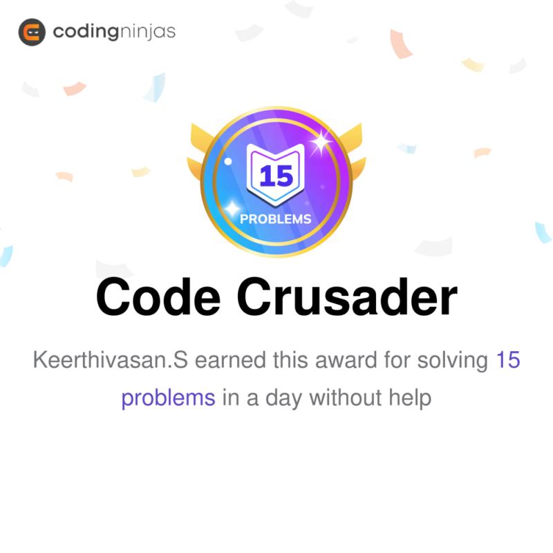 Keerthi Vasan on LinkedIn: Codingninjas | Achievements Keerthi Vasan on LinkedIn: Codingninjas | Achievements
