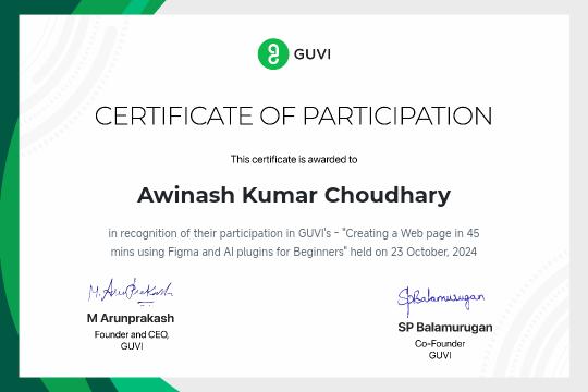 Awinash Choudhary on LinkedIn: GUVI Certificate Awinash Choudhary on LinkedIn: GUVI Certificate