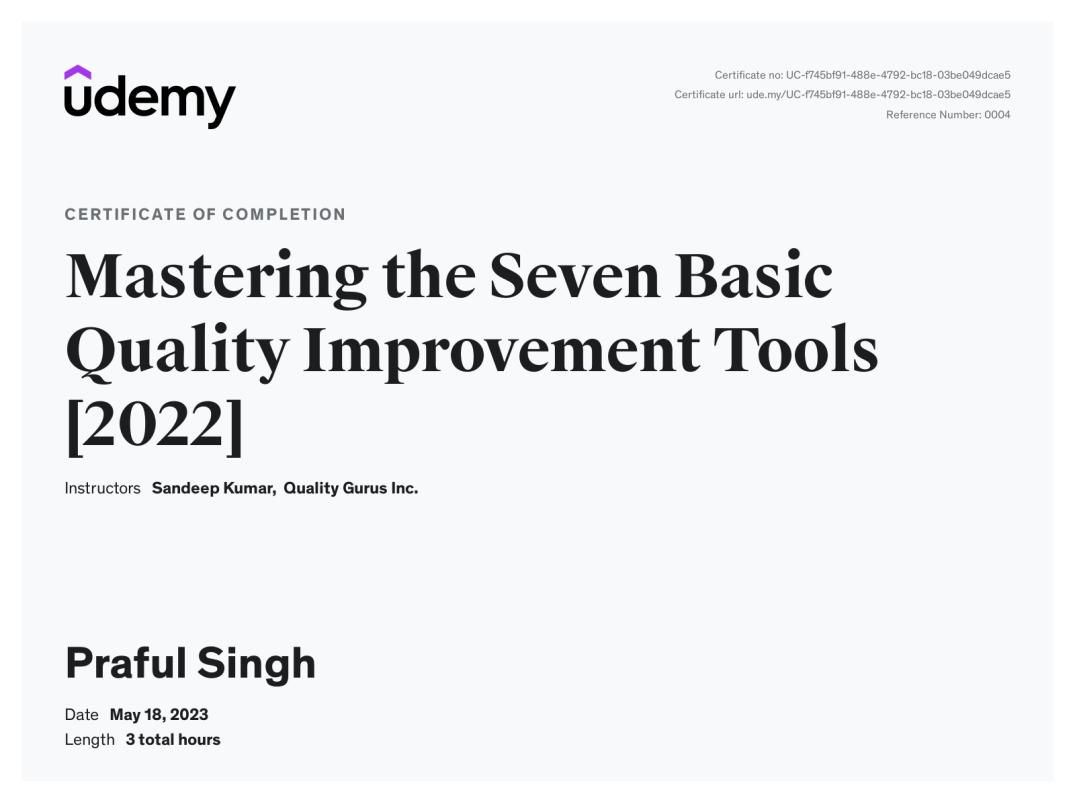 Udemy Course Completion Certificate | Praful Singh Udemy Course Completion Certificate | Praful Singh