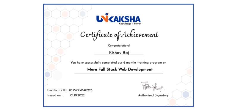 RISHAV RAJ on LinkedIn: Java Full Stack certification | Unikaksha RISHAV RAJ on LinkedIn: Java Full Stack certification | Unikaksha