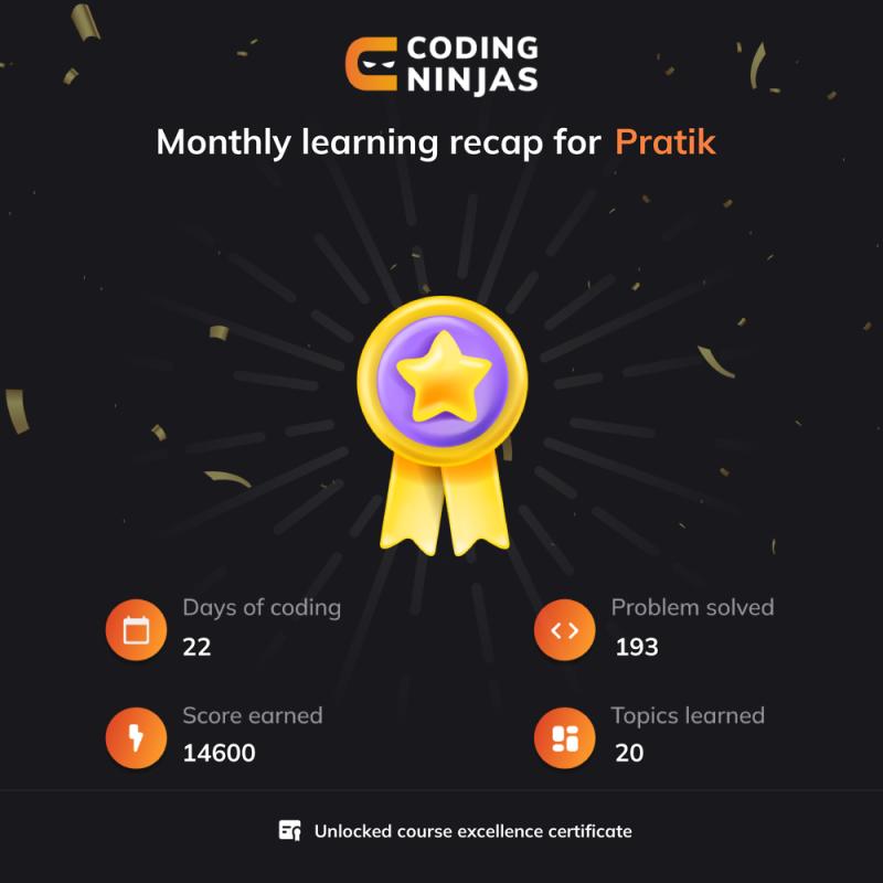 Pratik Rambhad on LinkedIn: Codingninjas | Achievements Pratik Rambhad on LinkedIn: Codingninjas | Achievements