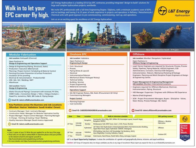 Hiring for various roles in L&T | Sweta Pandey posted on the topic ... Hiring for various roles in L&T | Sweta Pandey posted on the topic ...