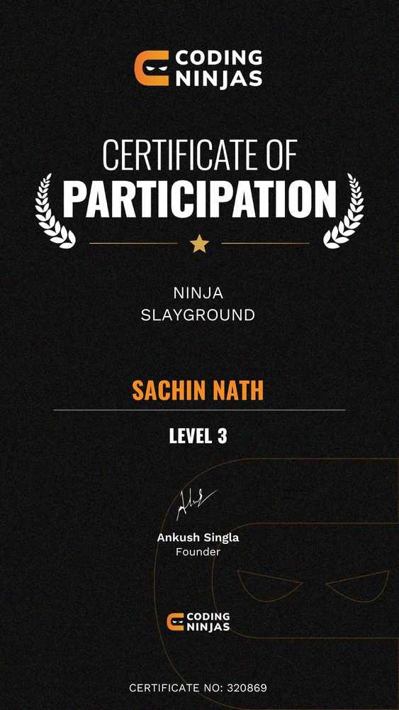 Sachin Nath Goswami on LinkedIn: Codingninjas | Participation Sachin Nath Goswami on LinkedIn: Codingninjas | Participation