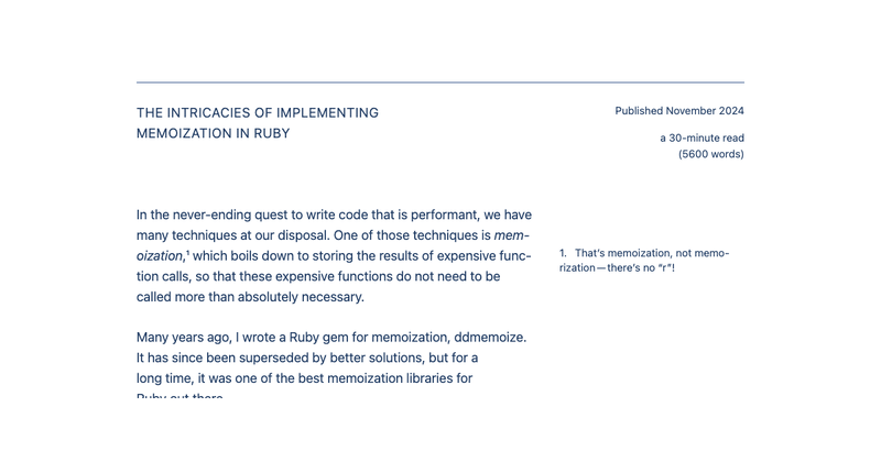 Denis Defreyne on LinkedIn: The intricacies of implementing memoization ... Denis Defreyne on LinkedIn: The intricacies of implementing memoization ...
