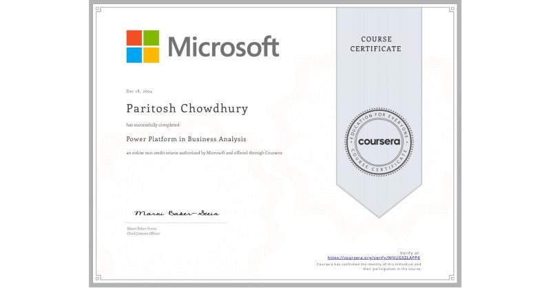 Completion Certificate for Power Platform in Business Analysis ... Completion Certificate for Power Platform in Business Analysis ...
