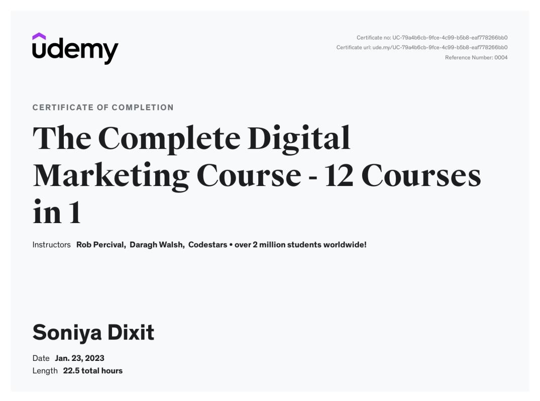 Soniya Dixit on LinkedIn: Udemy Course Completion Certificate Soniya Dixit on LinkedIn: Udemy Course Completion Certificate