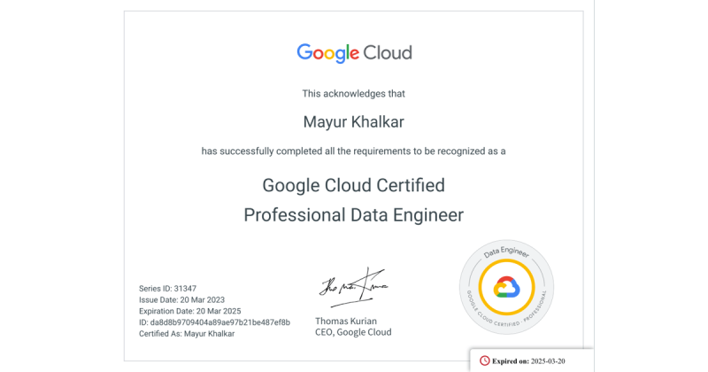 Mayur Khalkar on LinkedIn: Professional Data Engineer • Mayur Khalkar ... Mayur Khalkar on LinkedIn: Professional Data Engineer • Mayur Khalkar ...