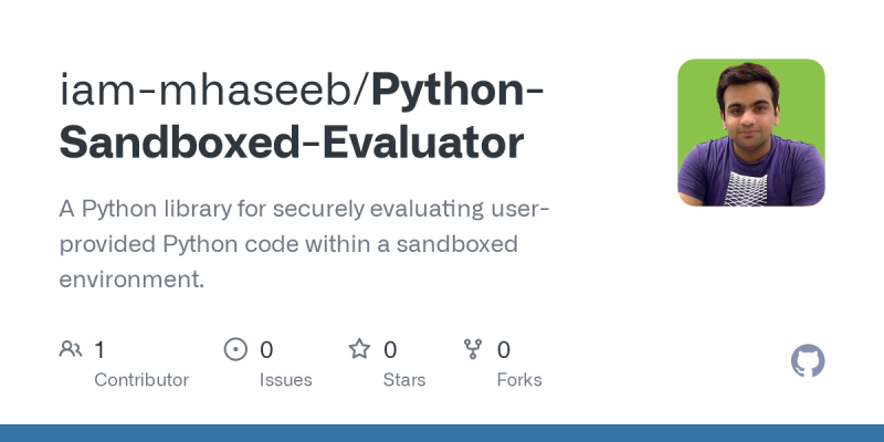 Muhammad Haseeb on LinkedIn: GitHub - iam-mhaseeb/Python-Sandboxed ... Muhammad Haseeb on LinkedIn: GitHub - iam-mhaseeb/Python-Sandboxed ...