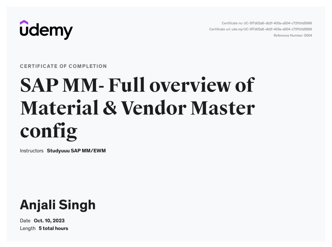 Anjali Brijesh Kumar Singh on LinkedIn: Udemy Course Completion Certificate Anjali Brijesh Kumar Singh on LinkedIn: Udemy Course Completion Certificate