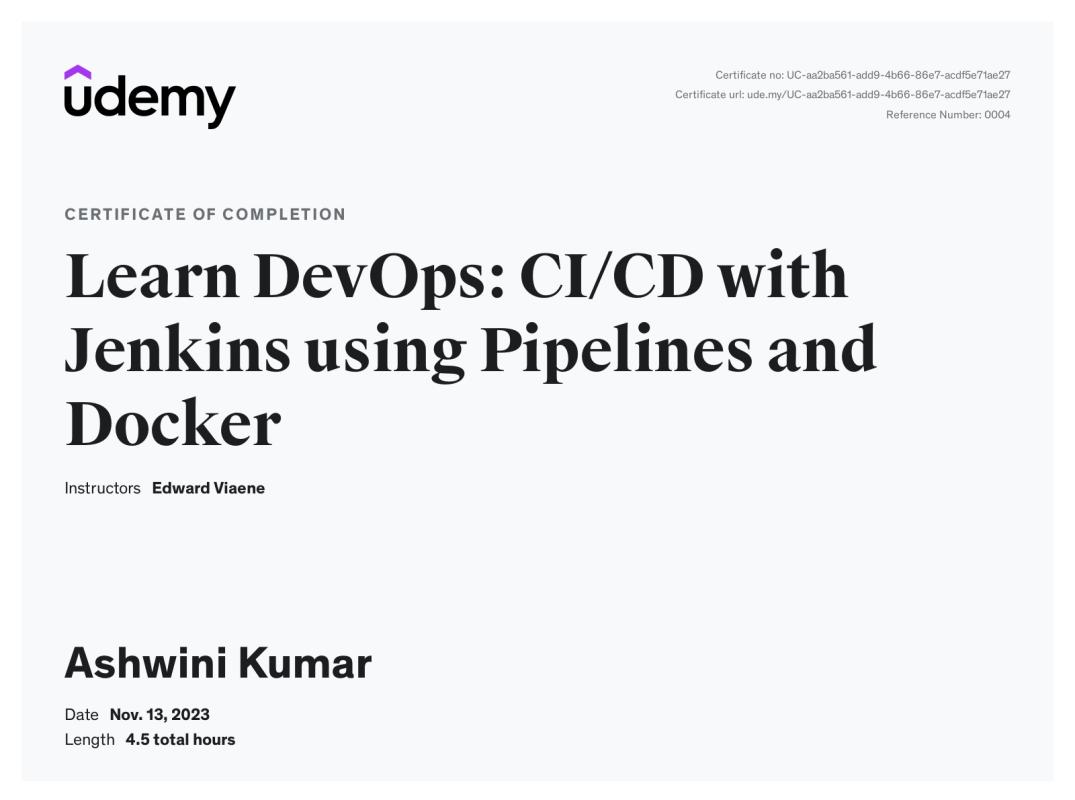 Ashwini Kumar on LinkedIn: Udemy Course Completion Certificate Ashwini Kumar on LinkedIn: Udemy Course Completion Certificate